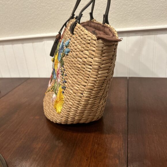 Esprit | Bags | Vintage Straw Basket Bag X 15 Raffia Floral Embroidered ...